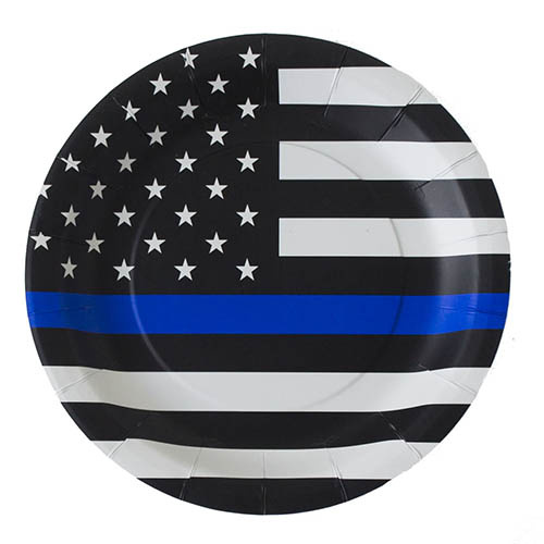 9" Police Thin Blue Line Plates - 8ct. - Party Adventure