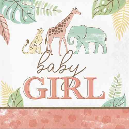 Creative Converting Safari Baby Shower Girl Lunch Napkins - 16ct ...