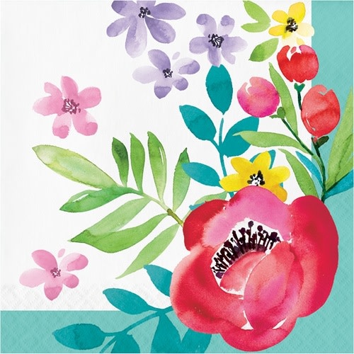 Creative Converting Spring Poppies Lunch Napkins - 16ct. - Party Adventure