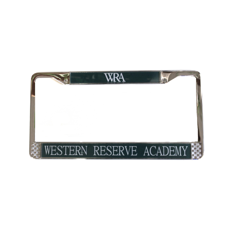 License Plate Frame Silver & Green - Western Reserve Academy