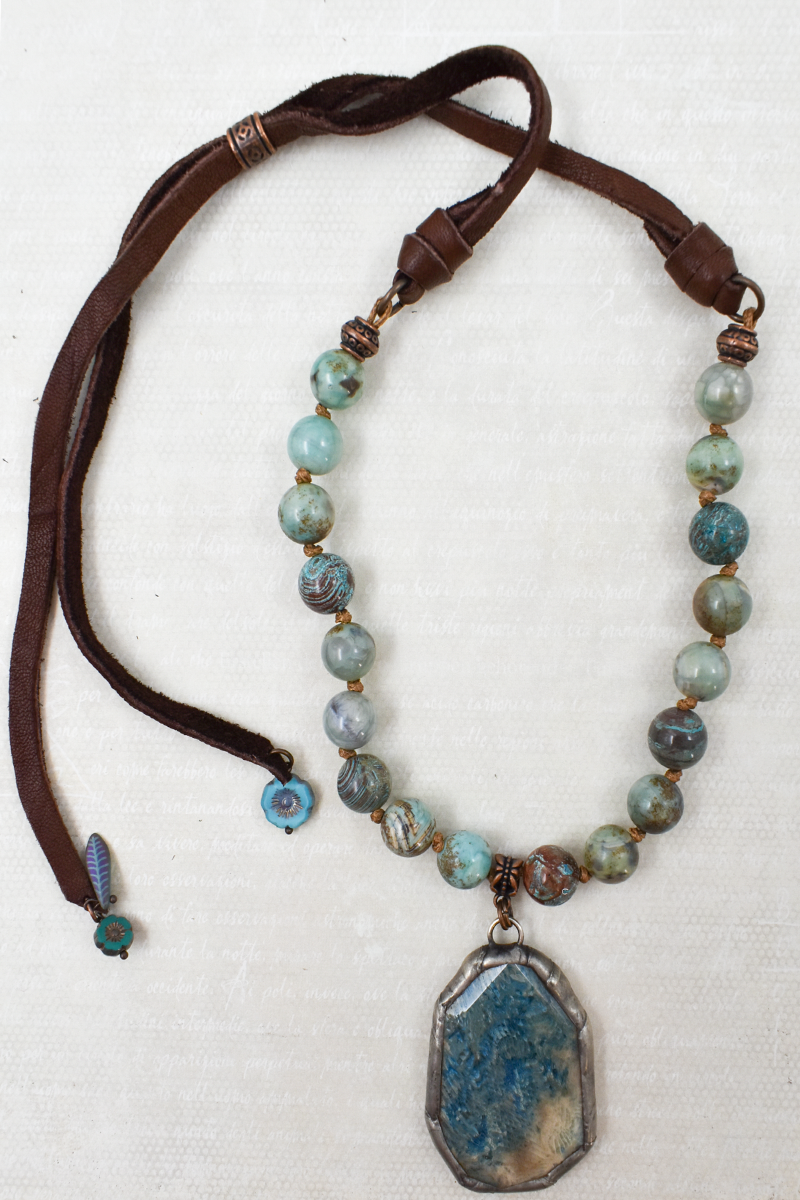 Handmade Leather & Stone Necklace - Shady And Katie - Shady And Katie