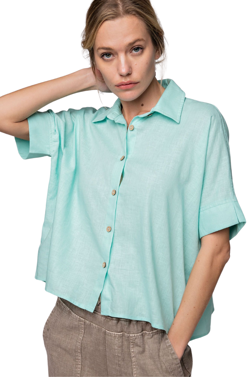 Linen Short Top In Mint - Shady And Katie - Shady And Katie