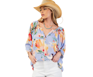 Iris Blue Floral Dolman Top - Shady and Katie - Shady And Katie