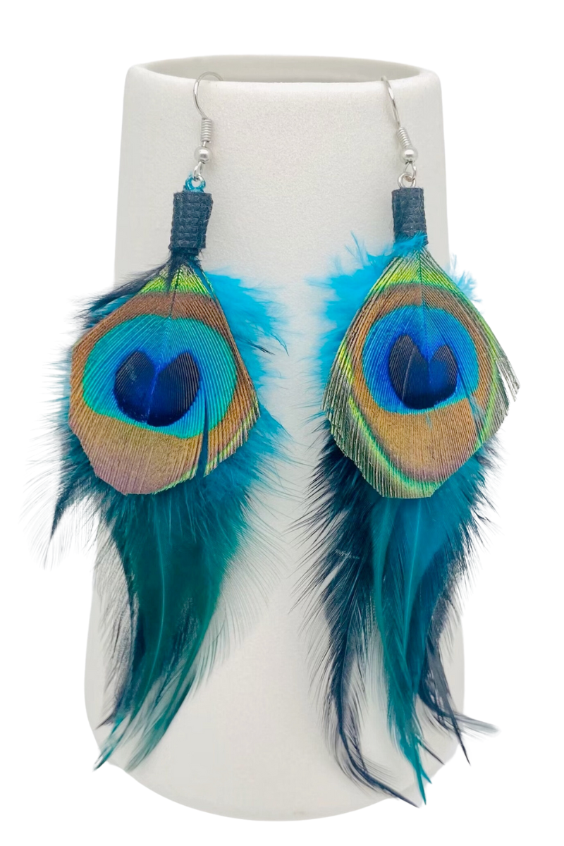 Peacock Feather Earrings - Shady and Katie - Shady And Katie
