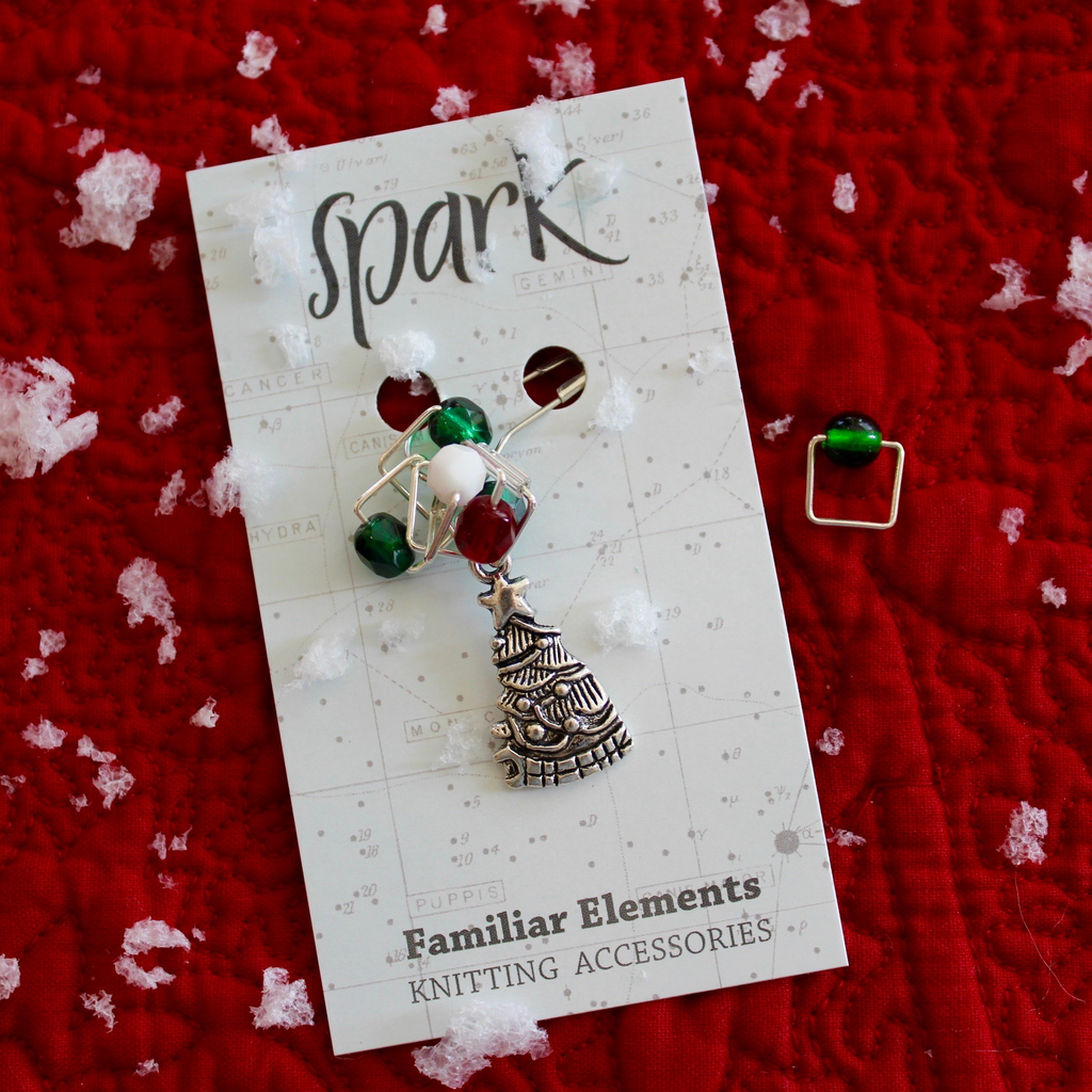 Spark Square Stitch Markers, Christmas Tree - For Yarn's Sake