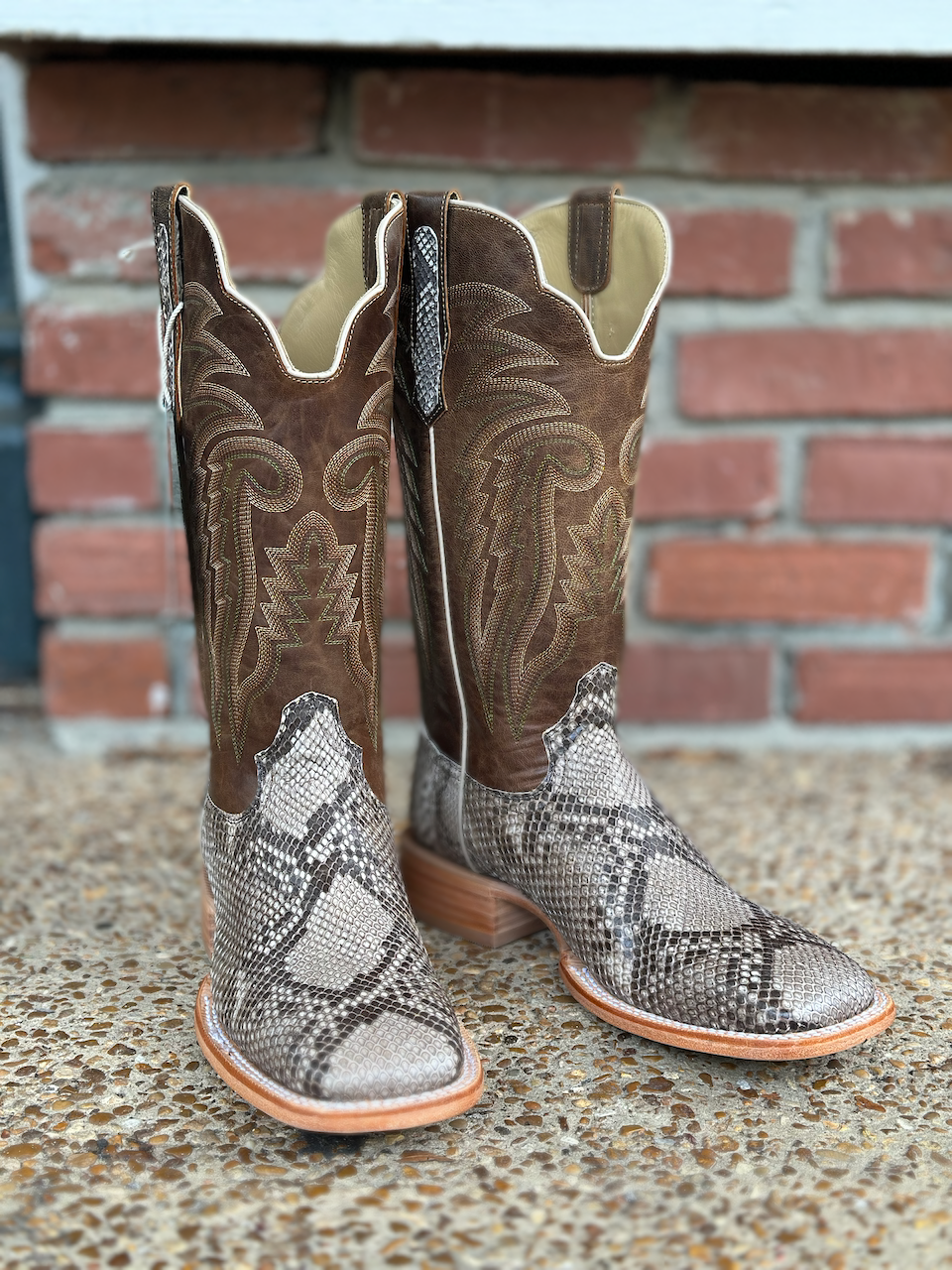 Men's R Watson RW7913-2 Python Belly/Goat Boots - Rustic - Hewlett & Dunn