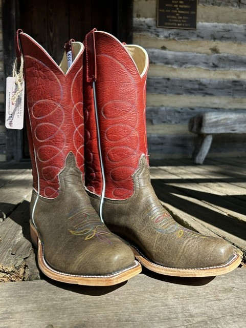 Anderson Bean Navajo Bison Boots - Grey & Deep Red for Men - Hewlett & Dunn