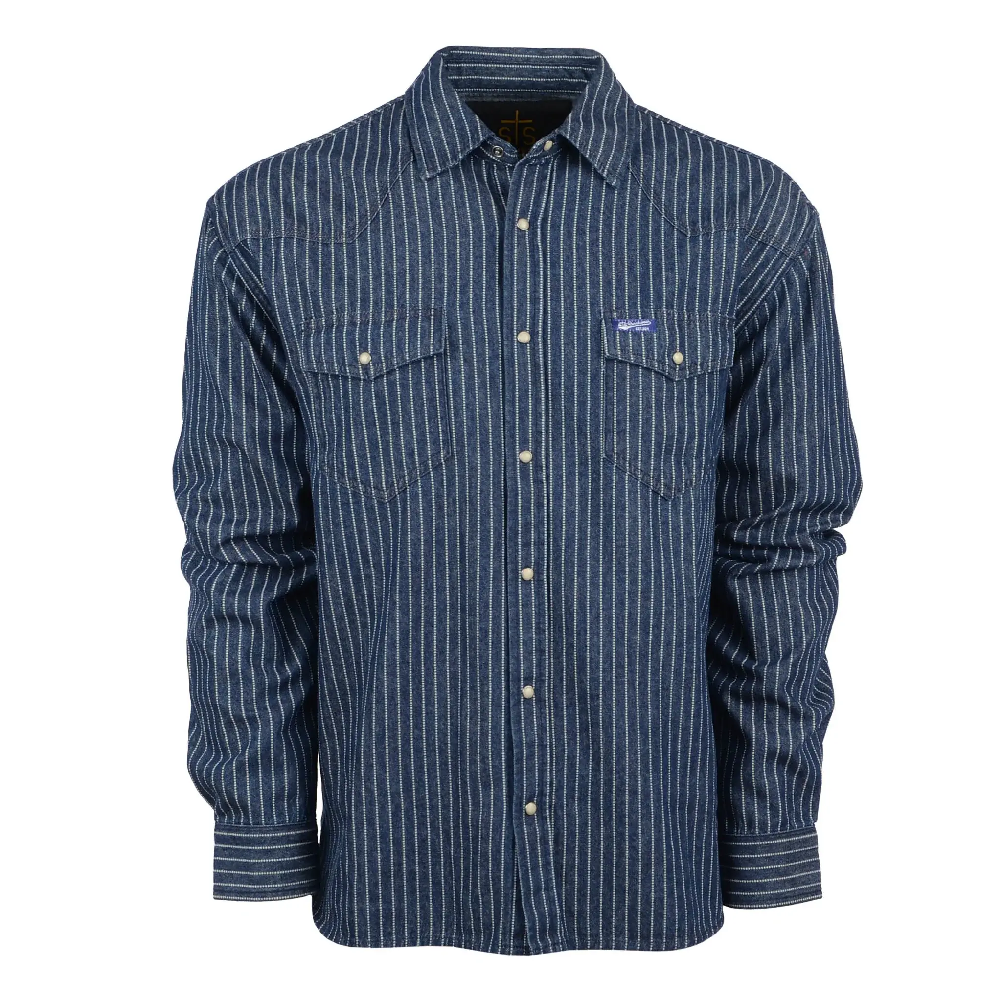STS Ranchwear Mens Blue Denim Railroad Shirt - Hewlett & Dunn