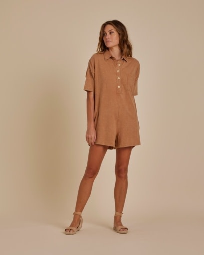 Collared button romper - Lizzy Lou Boutique