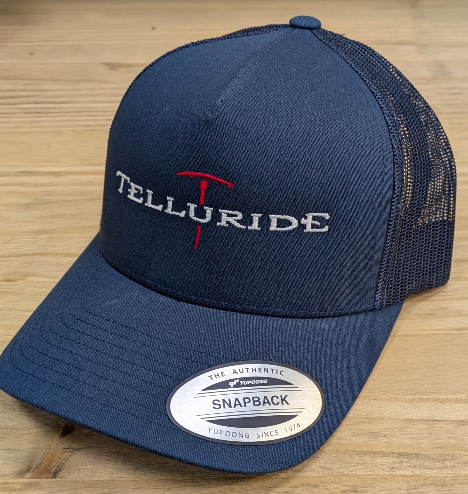 YUPOONG TRUCKER 143845 NAVY NAVY PICK AXE HAT - ShirtWorks of Telluride