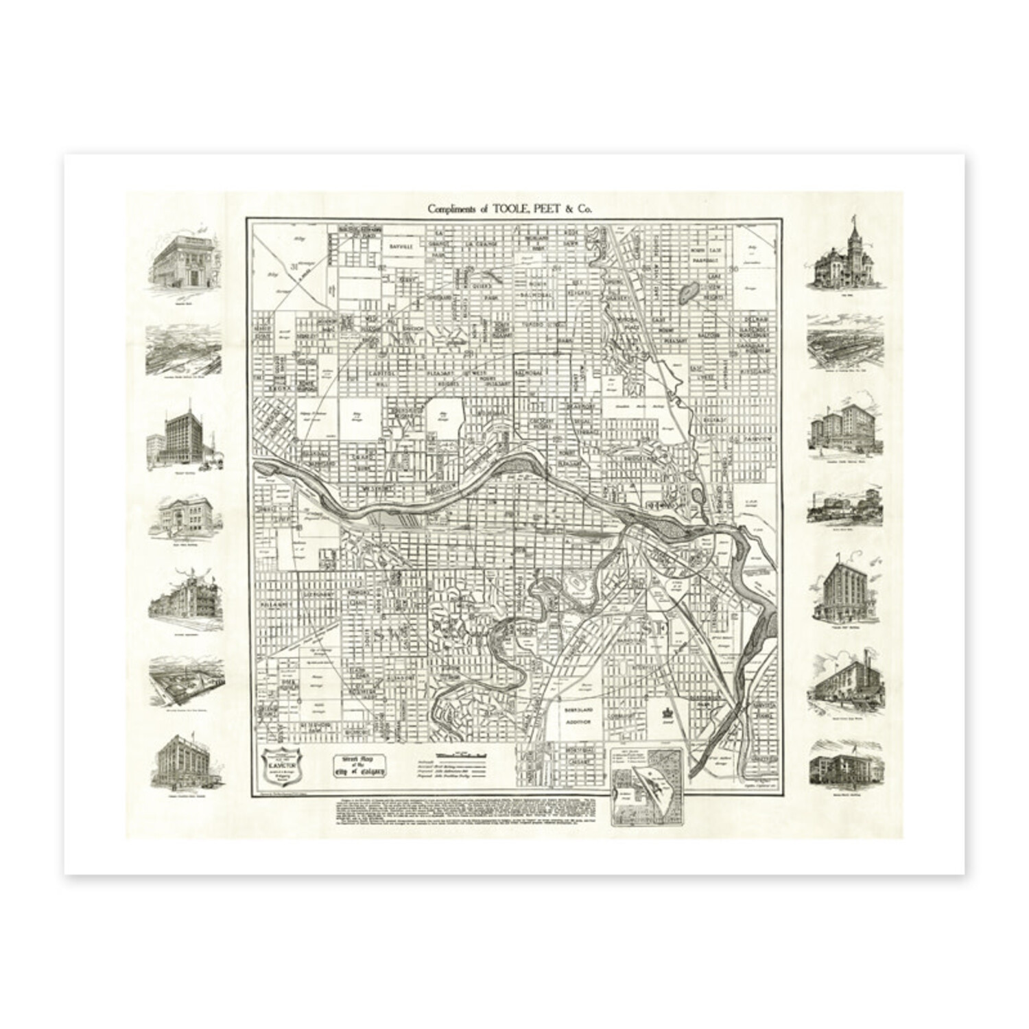 Victor Street Map of Calgary, 1913 - Vivid Print | Bee Waeland