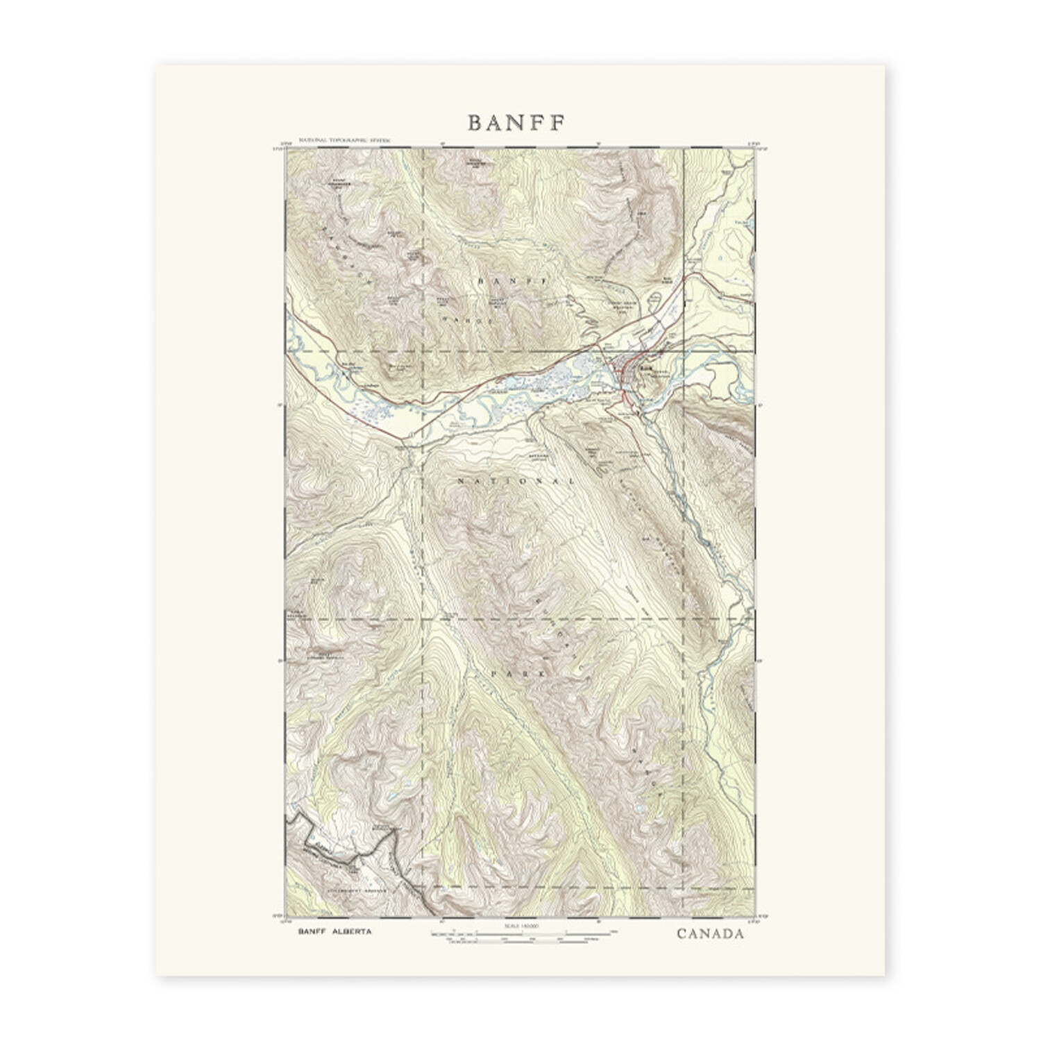 Banff Topographic Map | Vivid Print - Vivid Print | Bee Waeland