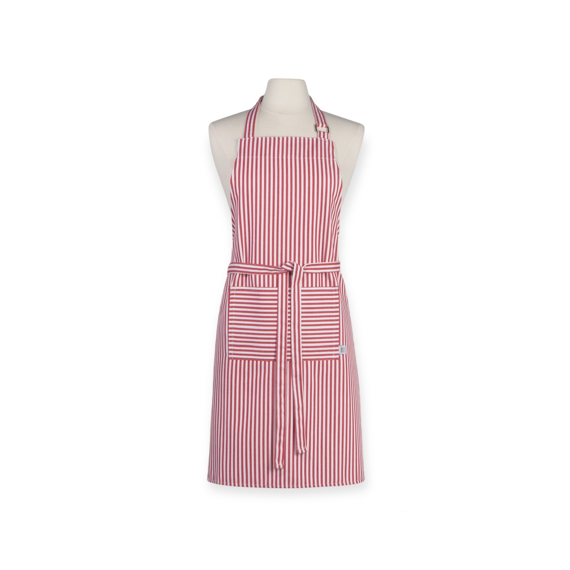 Red Stripe Chef Apron | Cranberry Red - French Mercantile