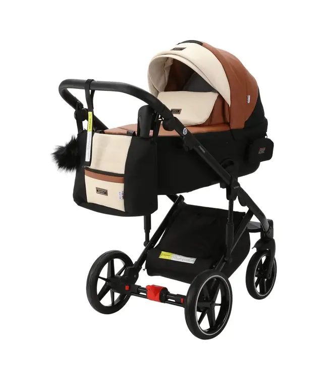 Bambini MILAN² Modern Pram - Black/Tan/Cream - Whole Bubs