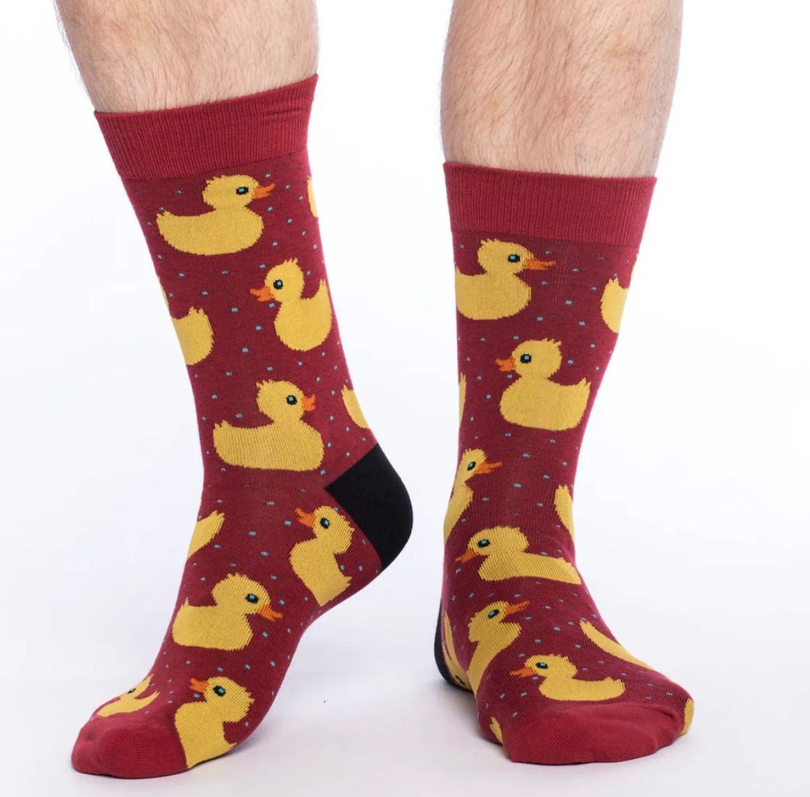 Men's Crew Socks Red with Yellow Ducks | Le Petit Duck Shoppe