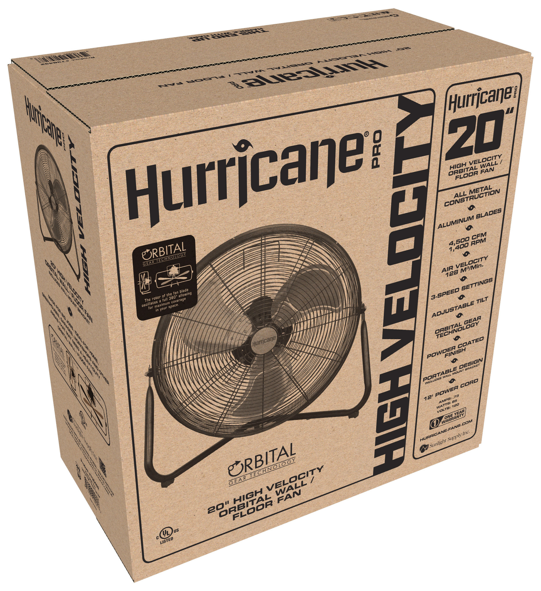 Hurricane Pro Heavy Duty Orbital Floor Fan 20 in - Zeneco Hydroponic ...