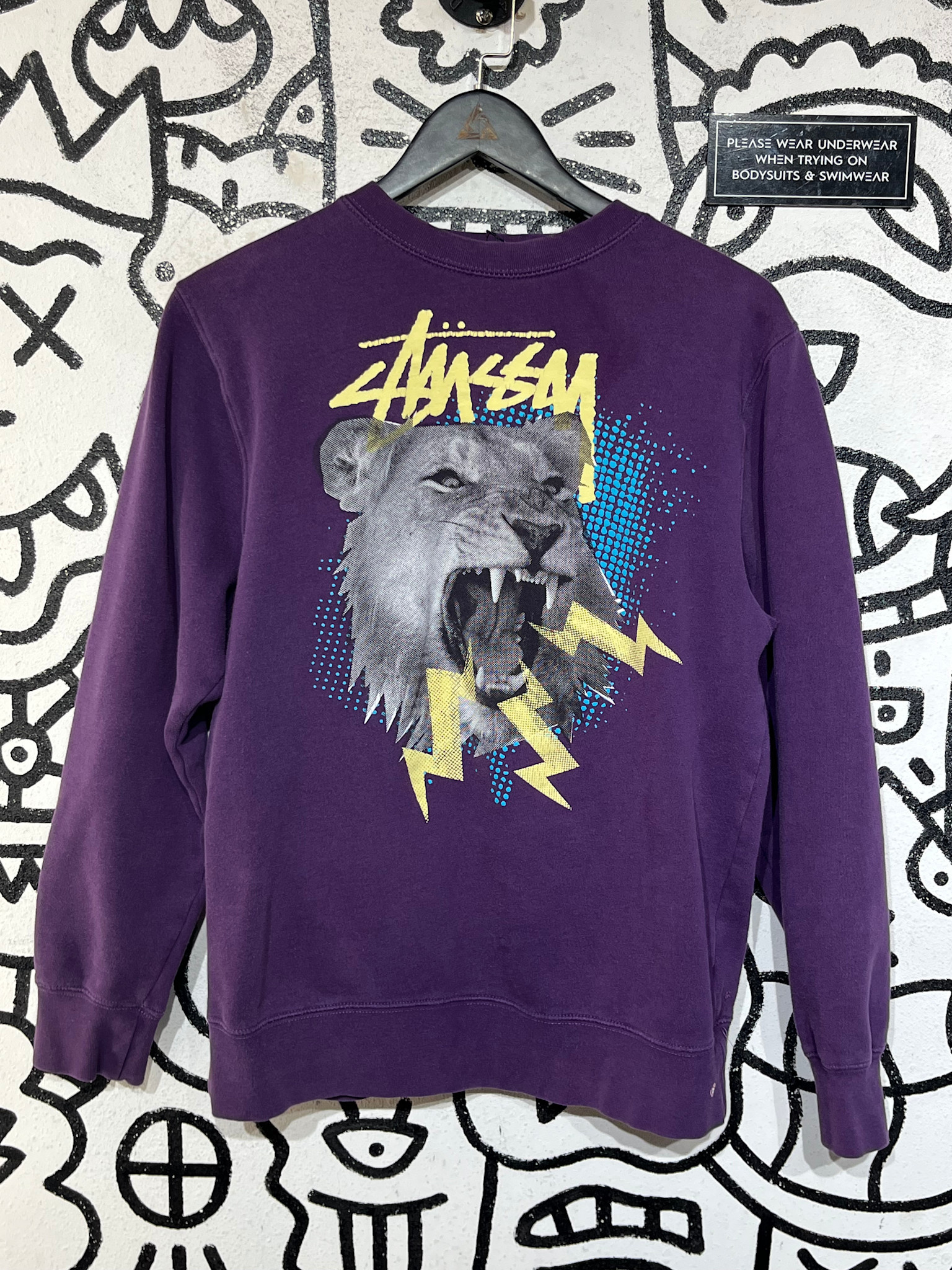 Stussy Purple Lion Sweater As Is Masc S - ALT REBEL