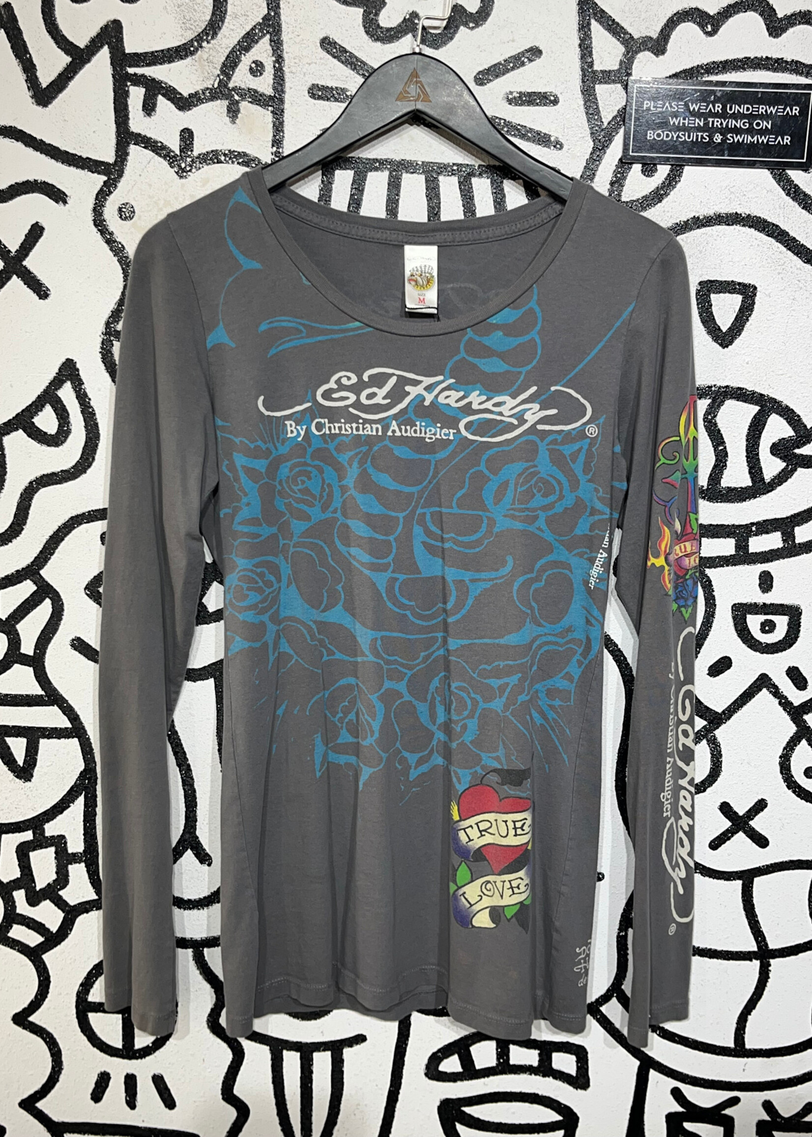 Ed Hardy Grey Y2K Ls Fem M - ALT REBEL