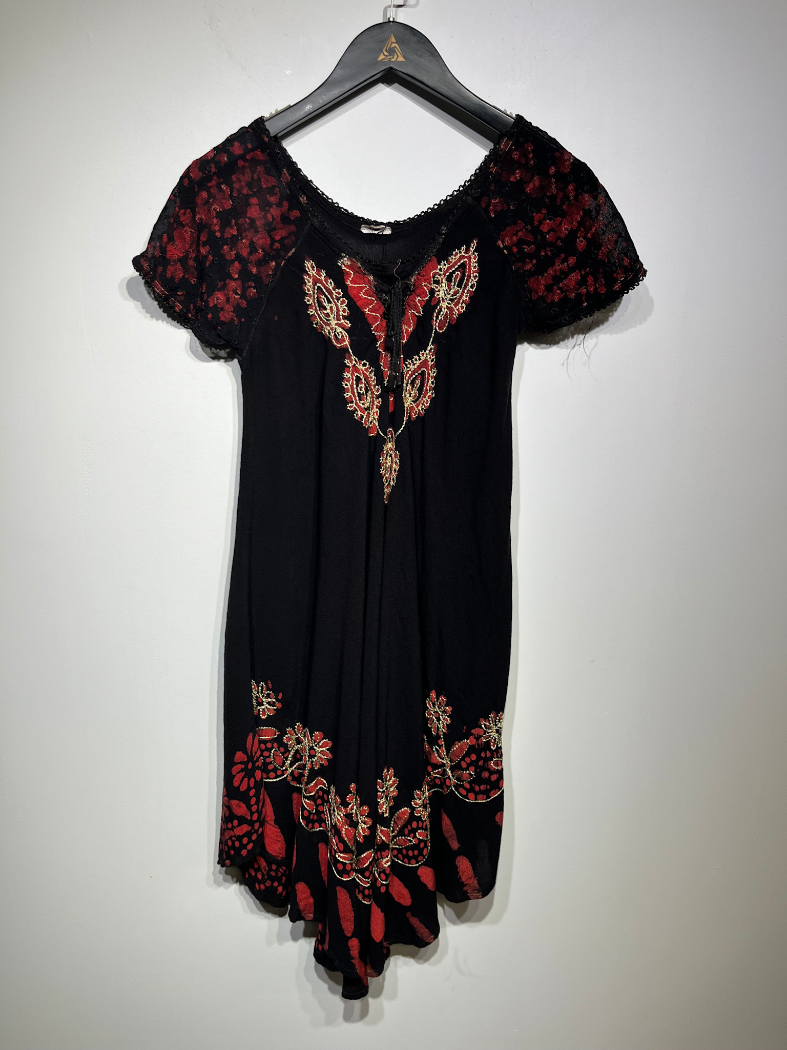 No Label Black Lace Up Embroidered Dress M - ALT REBEL