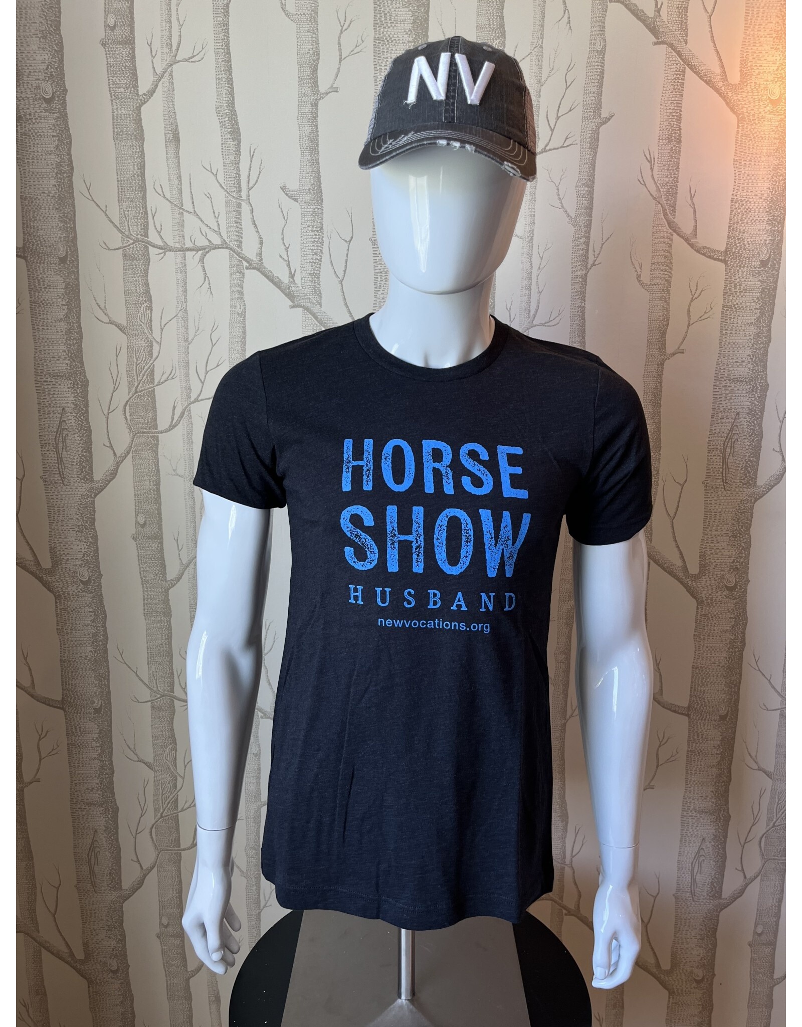 Black Horse Show Husband T-Shirt - New Vocations Racehorse Adoption Program