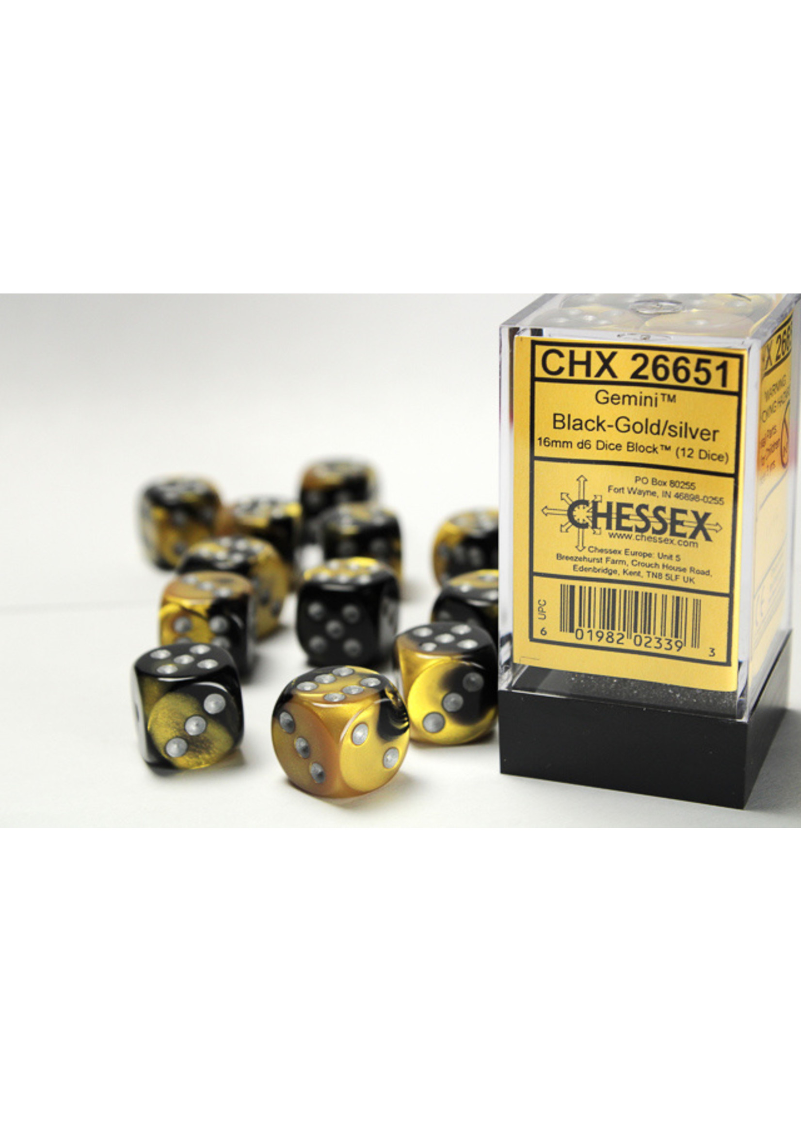 Chessex Blue Gold White Six-sided Dice Chessex Gemini Blue-Gold 12mm ...