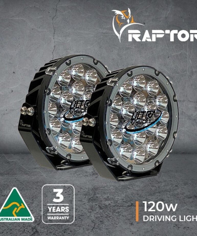 Ultravision Raptor 120W 9in LED Driving Lights - Pair (inc harness ...
