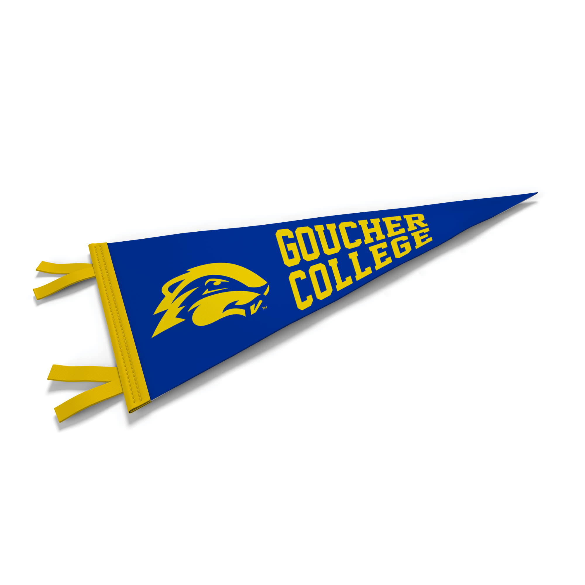Wool Pennant 4"x9" "Goucher College w/ Gopher" Royal - Goucher College ...