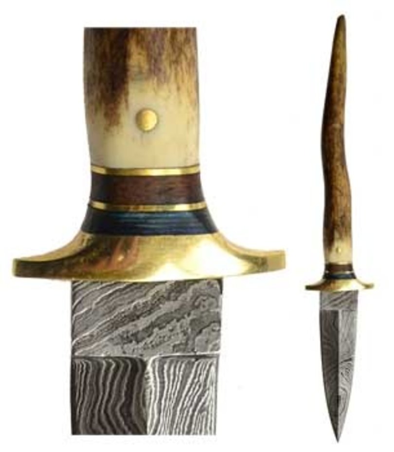 Bone Damascus Athame - Pentagram