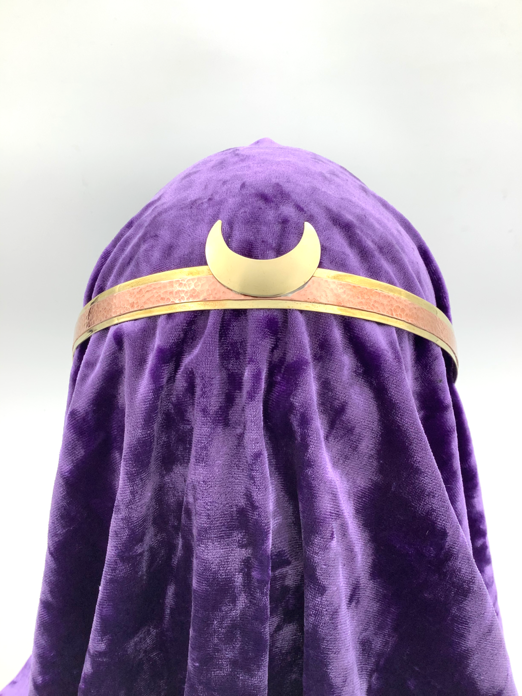 Priestess Crescent Moon Crown in Copper on Brass - Pentagram