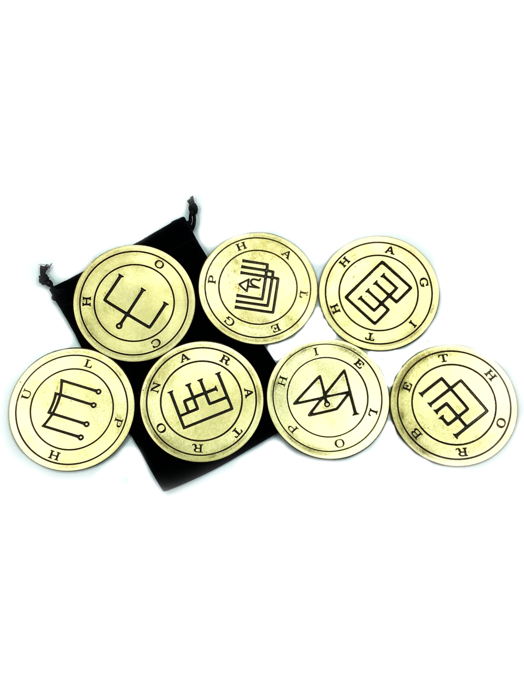 Olympic Spirits Seals Set of Seven Planets in Brass 3 inches - Pentagram