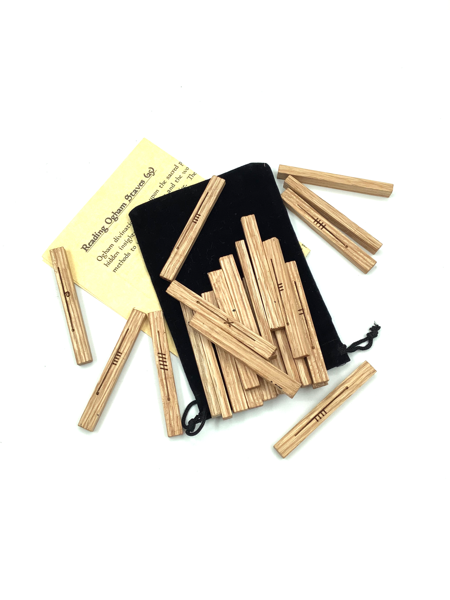 Celtic Ogham Staves Set with Forfeda in Oak - Pentagram