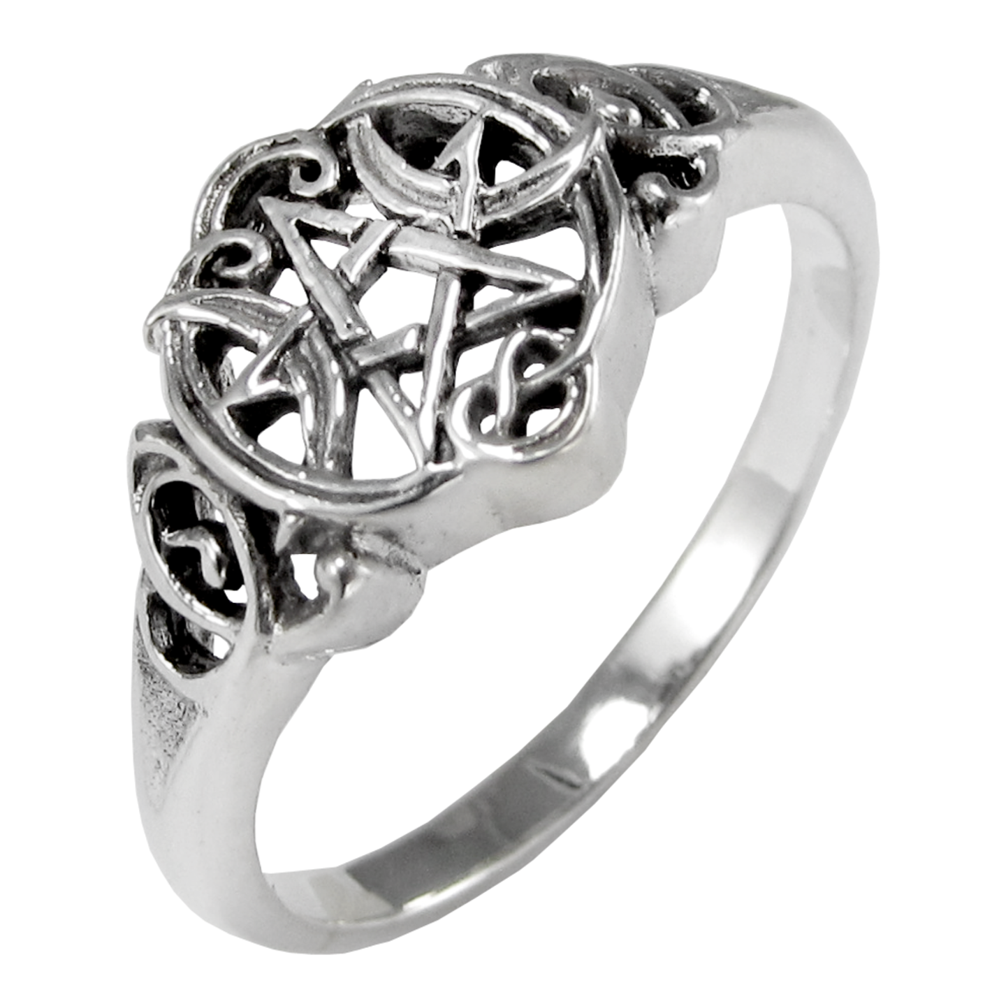 Heart Pentacle Ring in Sterling Silver - Pentagram