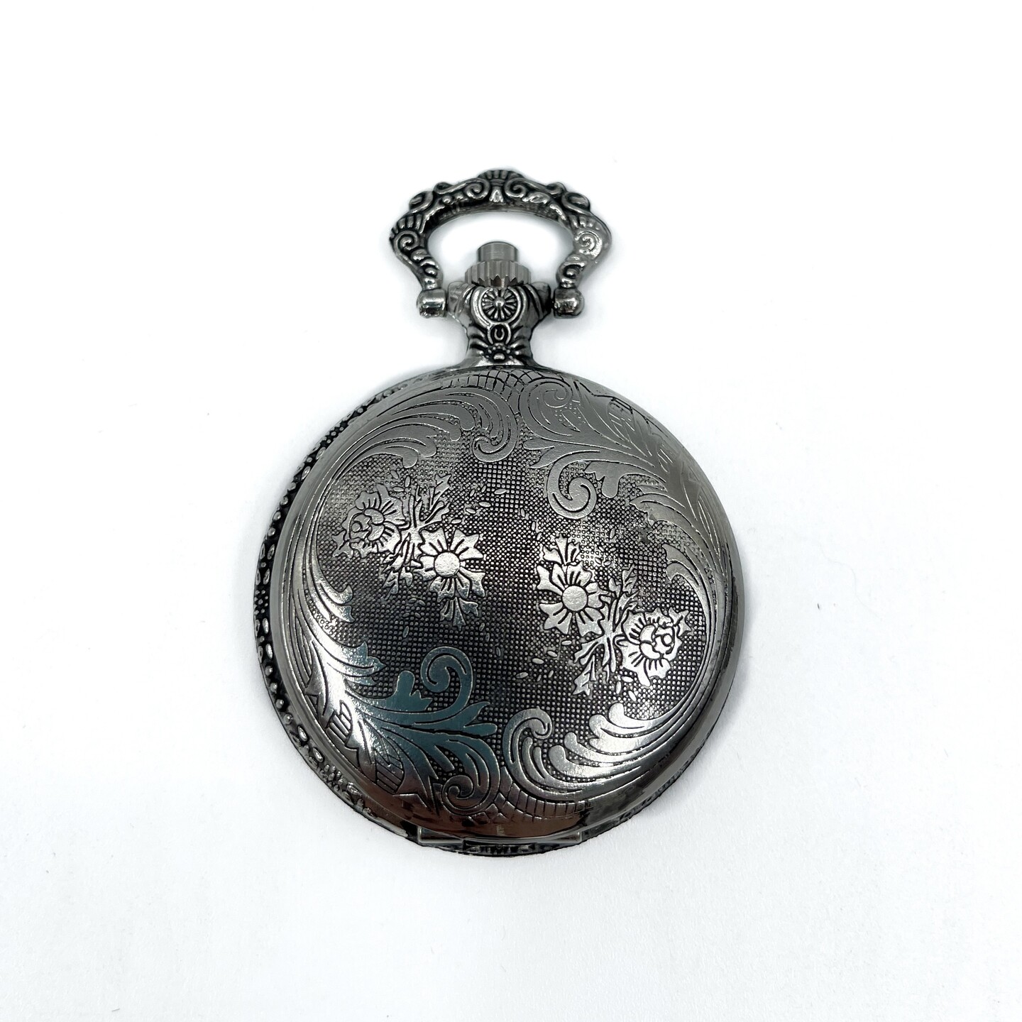 Flower Pocket Scrying Mirror in Silver - Pentagram