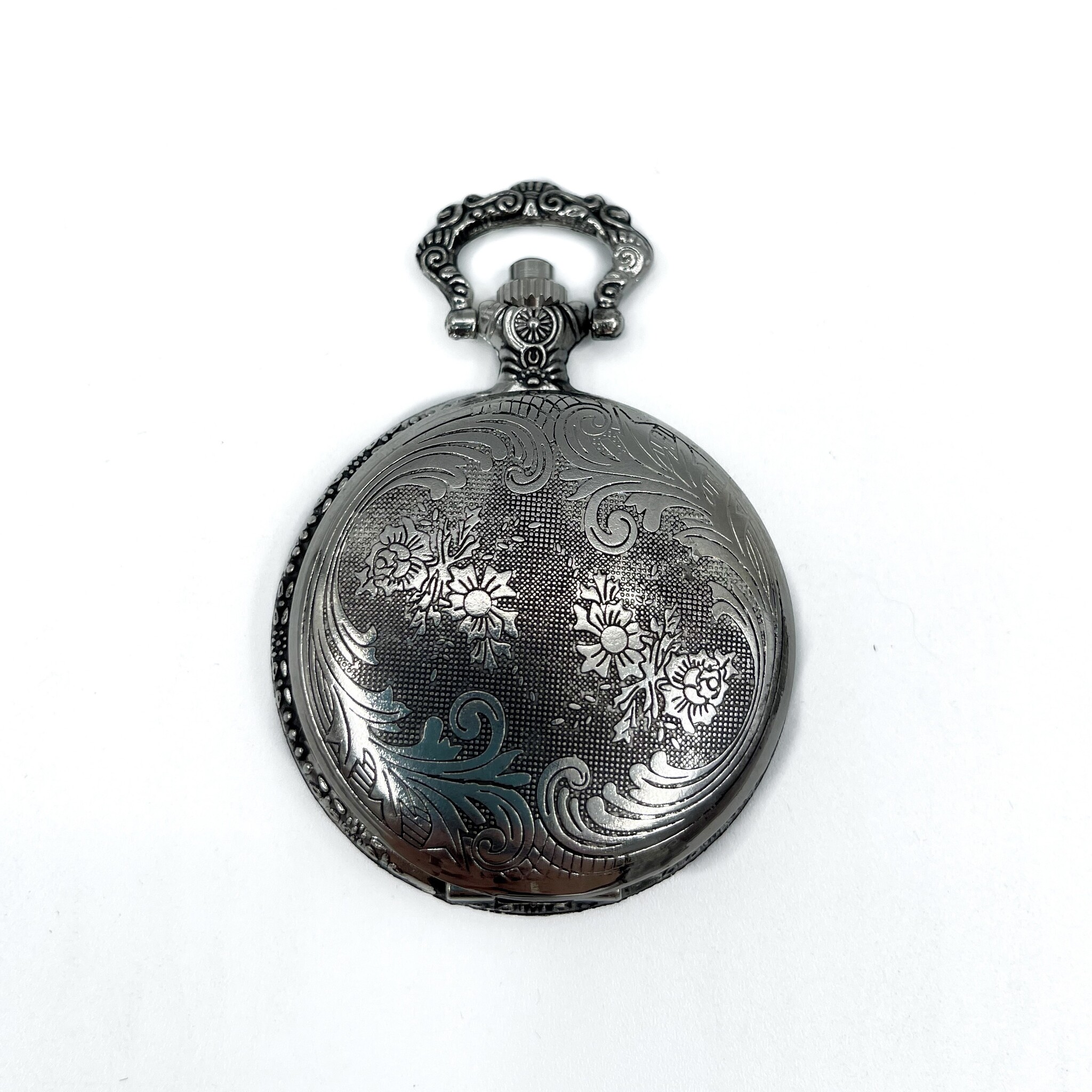 Flower Pocket Scrying Mirror in Silver - Pentagram