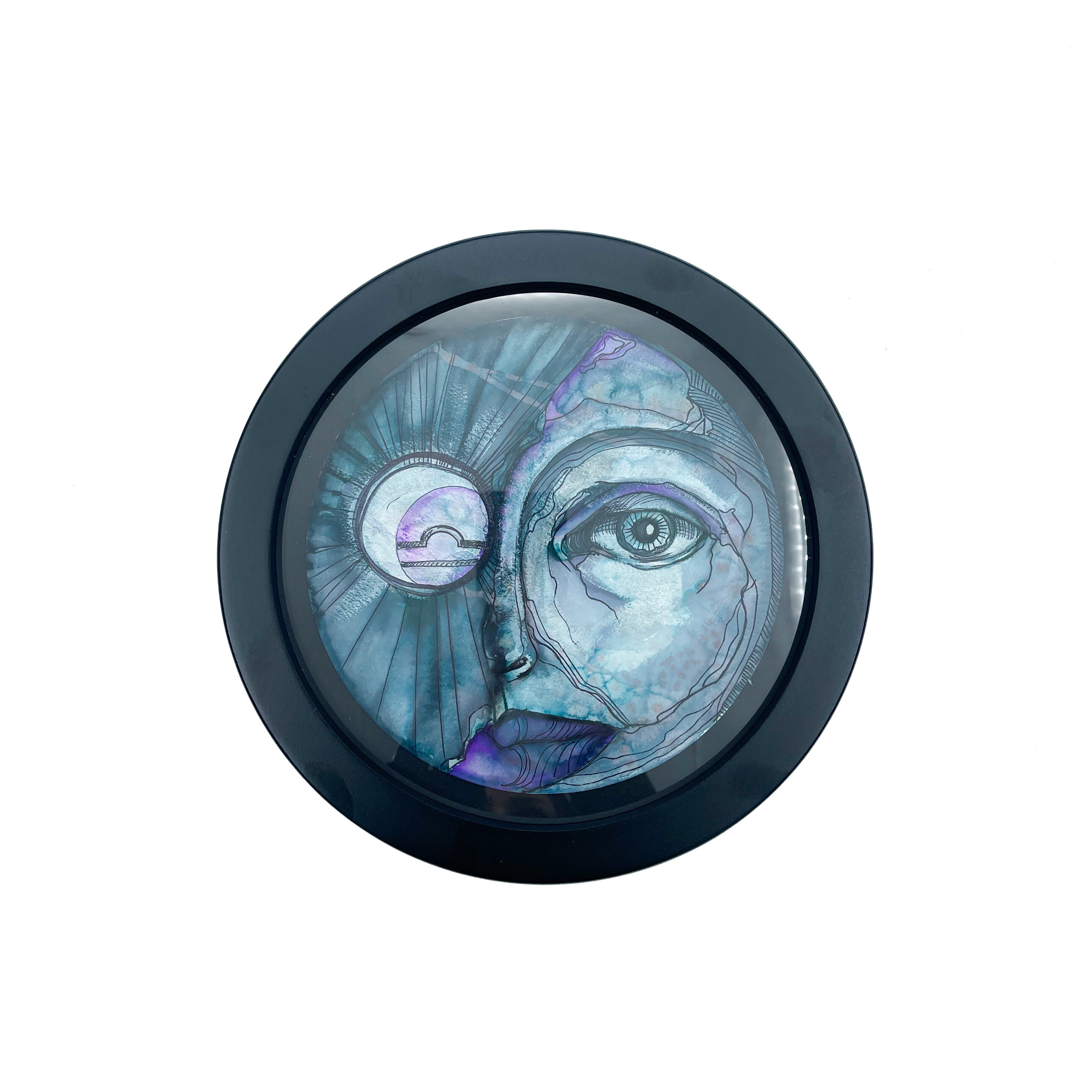 Original Art By Ink Witch Lisa: Libra Moon Face - Pentagram