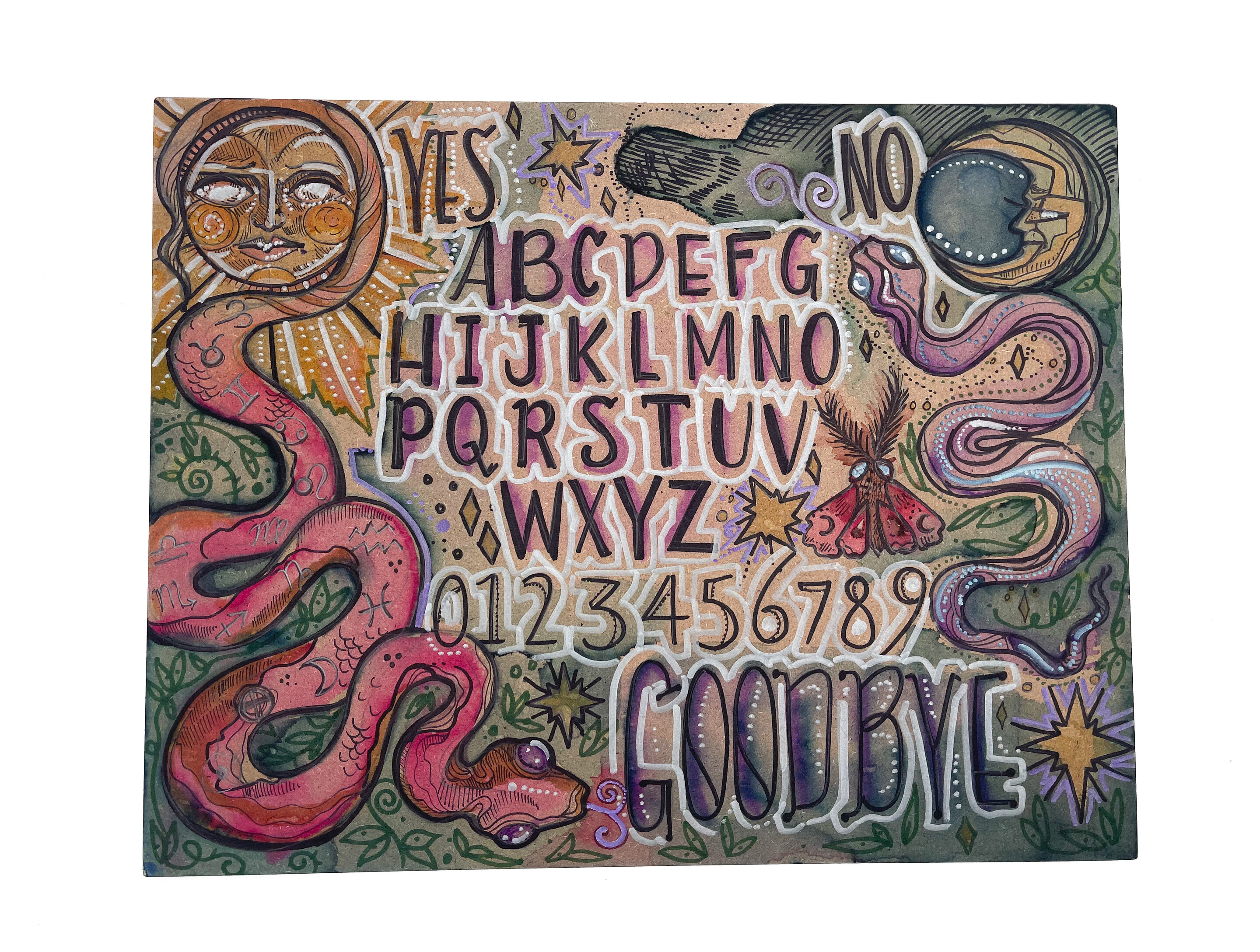 Original Art By Ink Witch Lisa: Spirit Board - Pentagram
