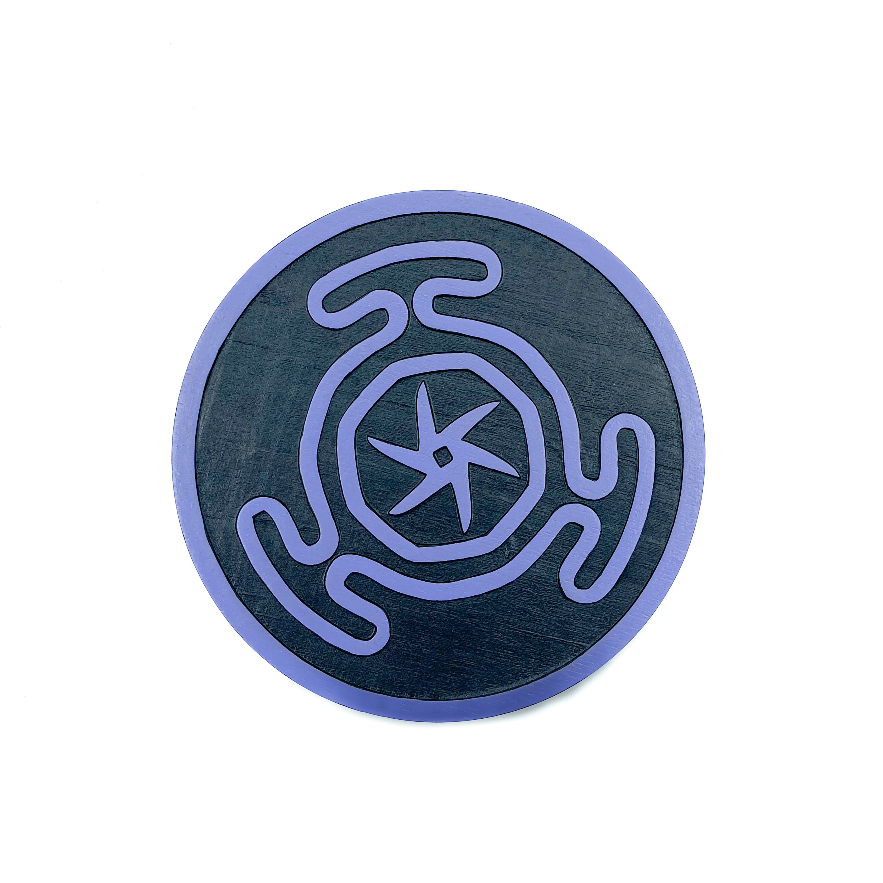 Hecate Wheel Altar Pentacle in Black and Violet Finish 8 Inches - Pentagram