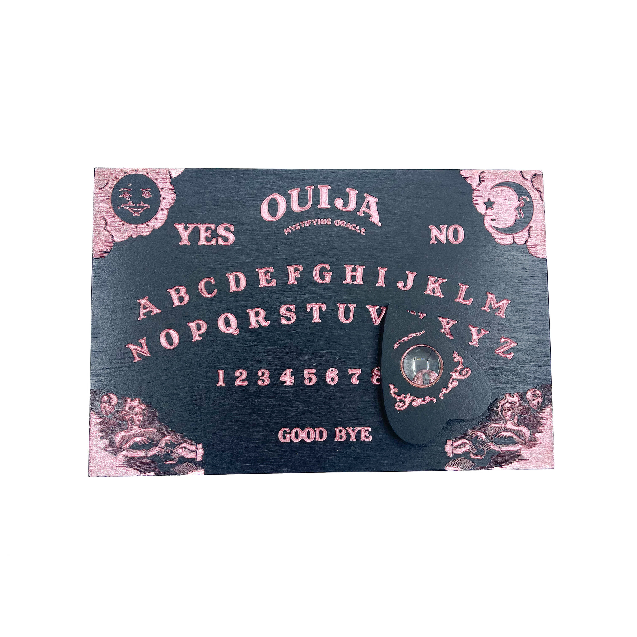 Small Classic Ouija Board in Black Wood Stain with Pink 12" x 8 ...