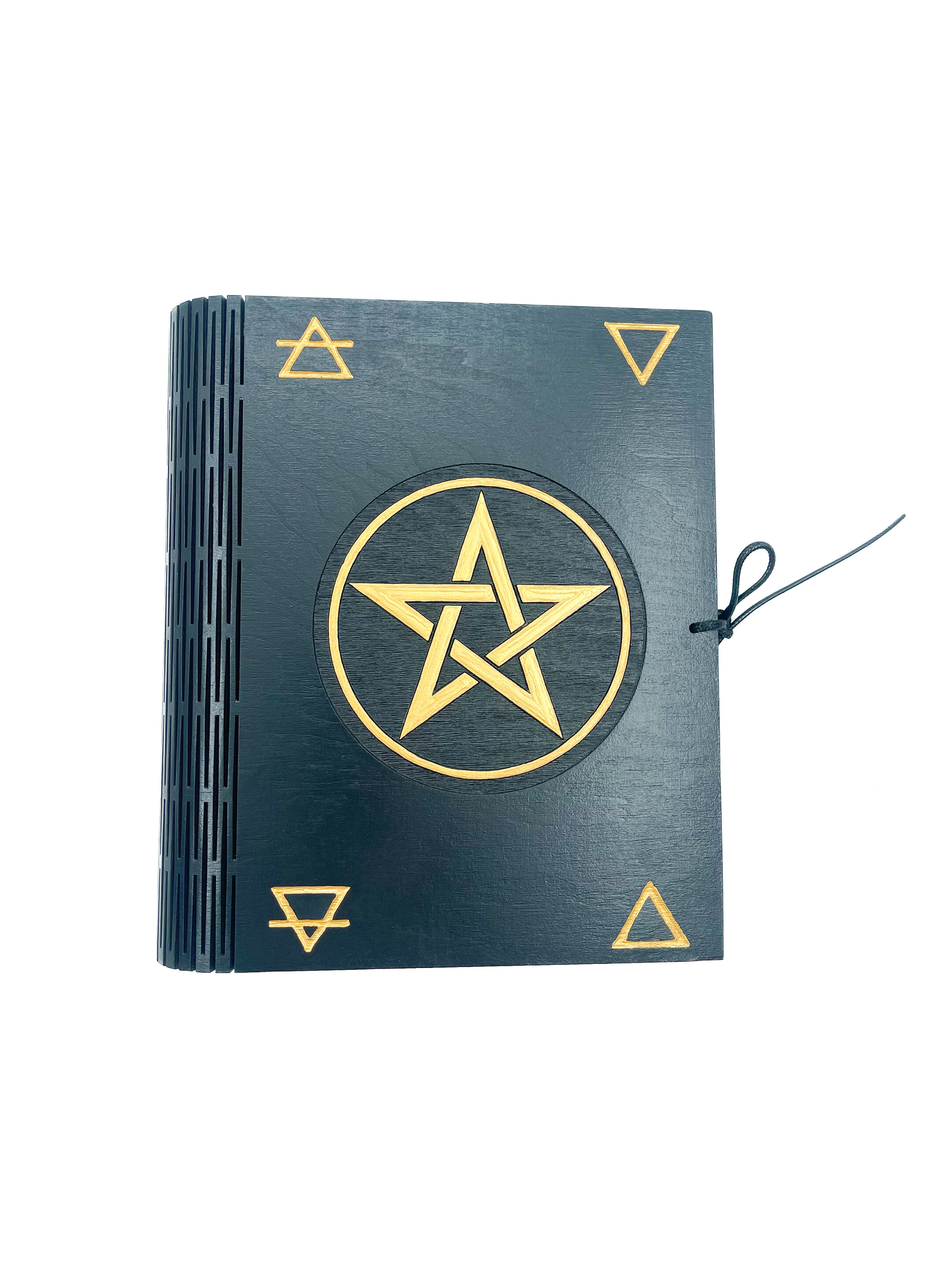 Small Wooden Pentacle with Elemental Symbols Book of Shadows in Black ...