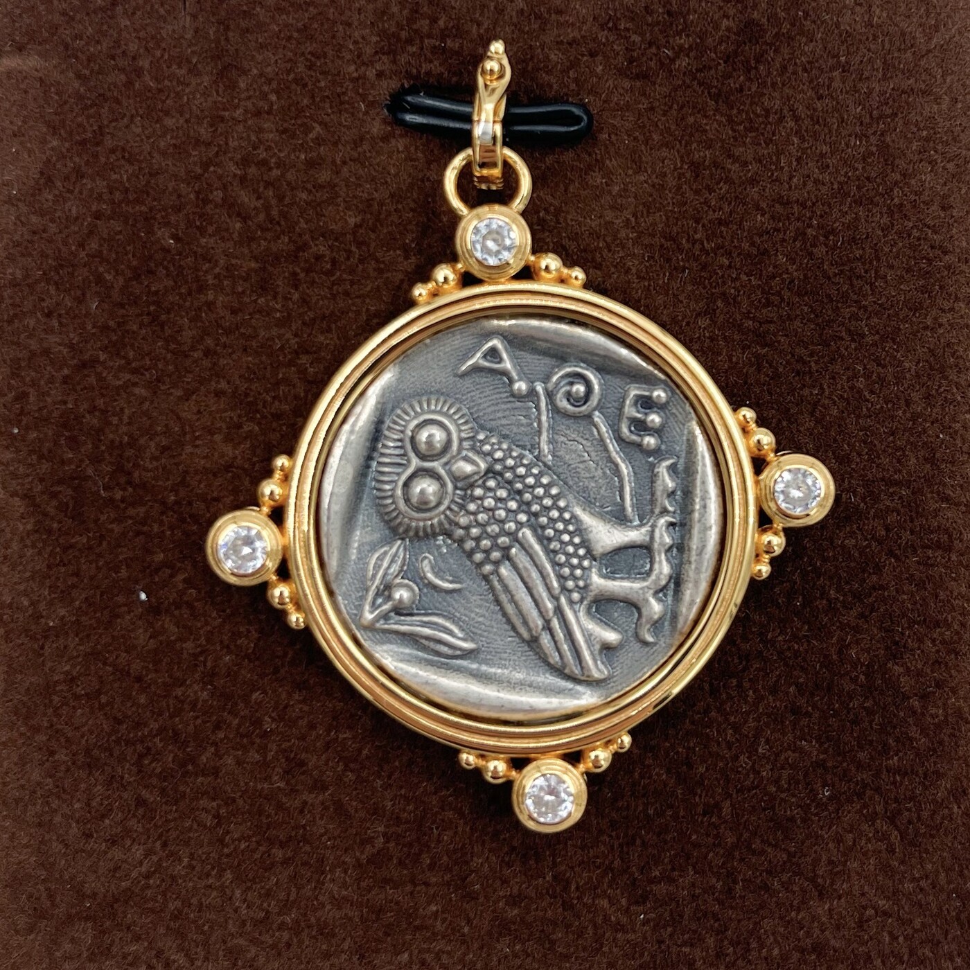 Ancient Roman Coin with Athena and Two Sided Pendant - Pentagram