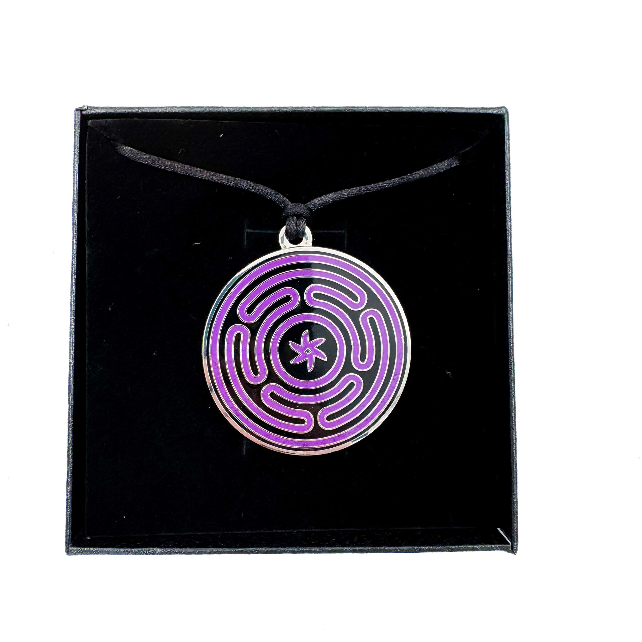 Hecate Wheel with Triple Goddess on Reverse Necklace - Pentagram