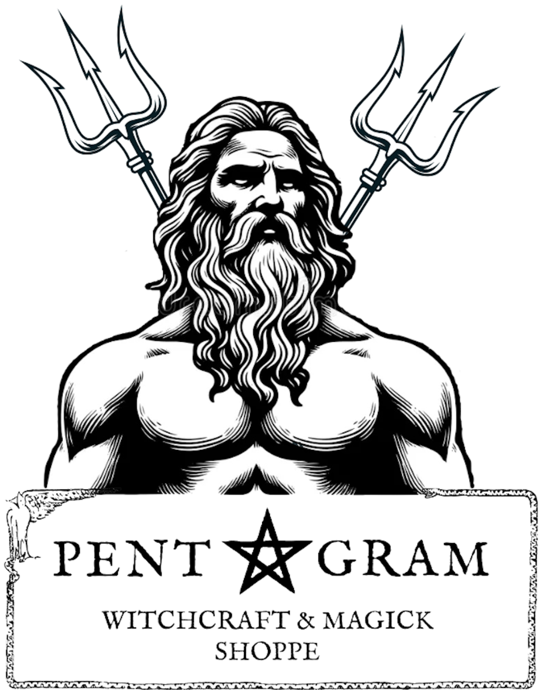 Poseidon with Pentagram Logo Sticker - Pentagram