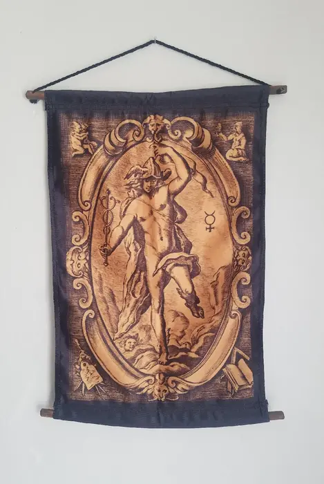 God Mercury Cloth Wall Hanging Banner - Pentagram