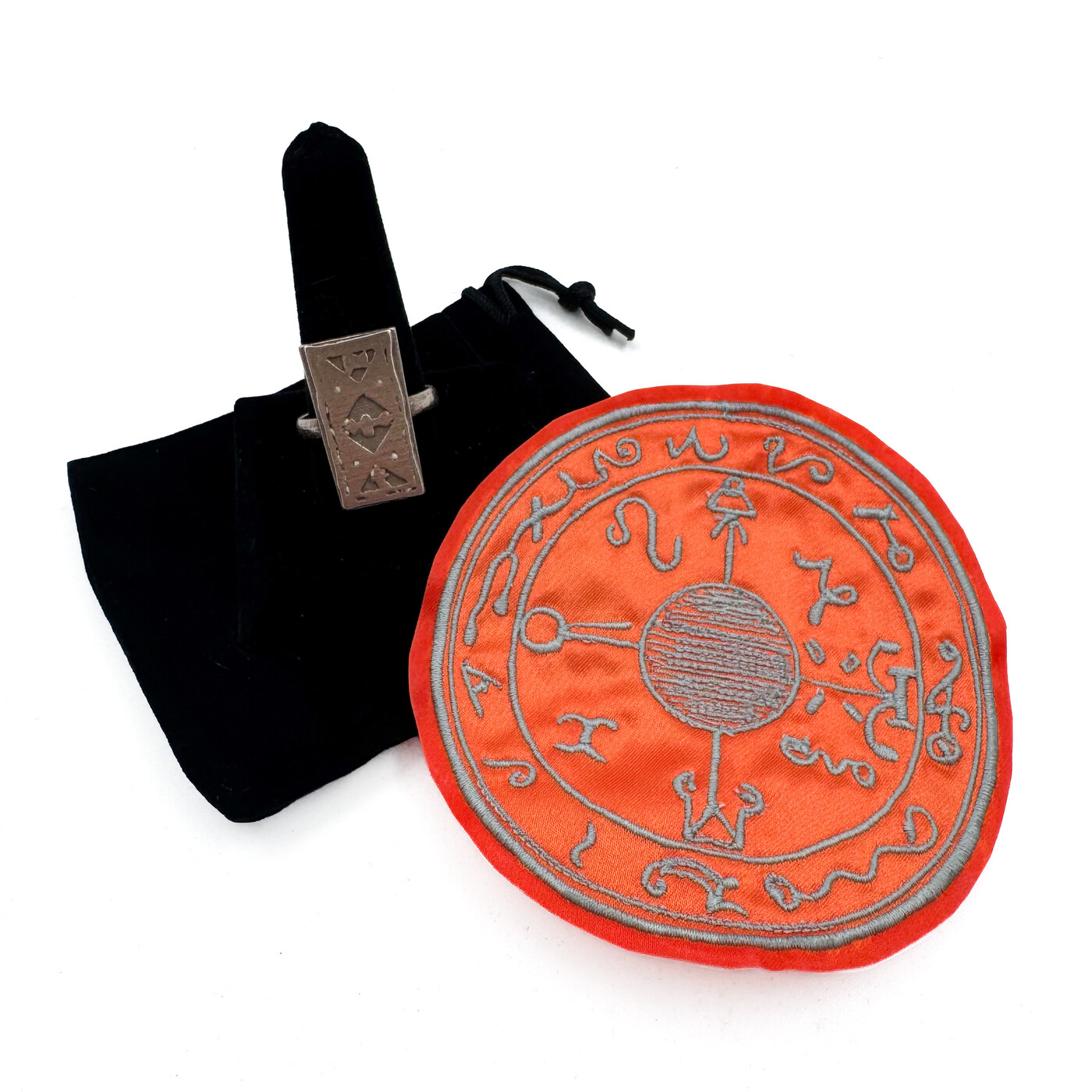 Black Pullet Ring and Talisman Set that Bestows Healing Powers - Pentagram