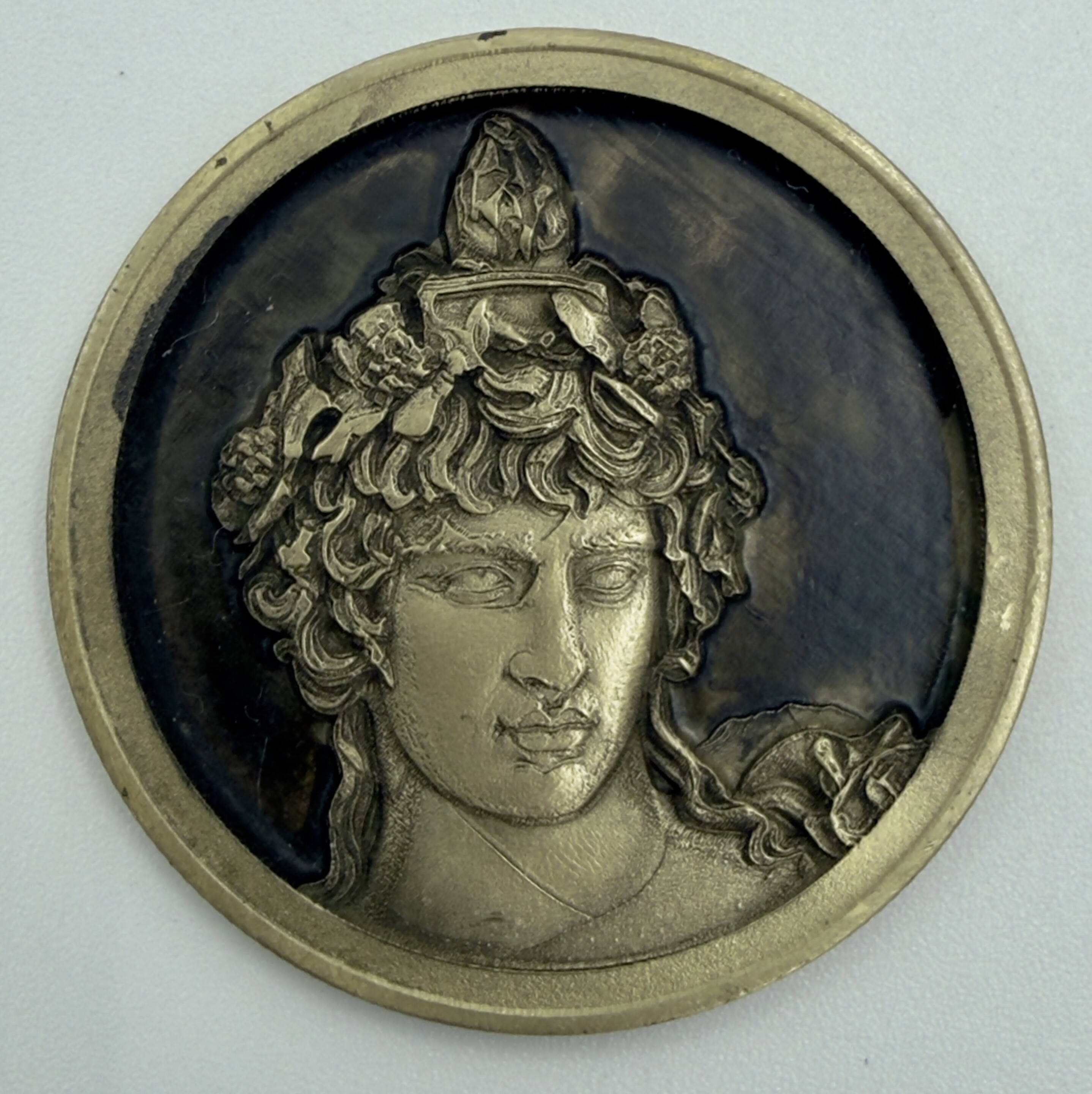 Antinous Talisman - Engraved and Aged Brass Coin - Pentagram
