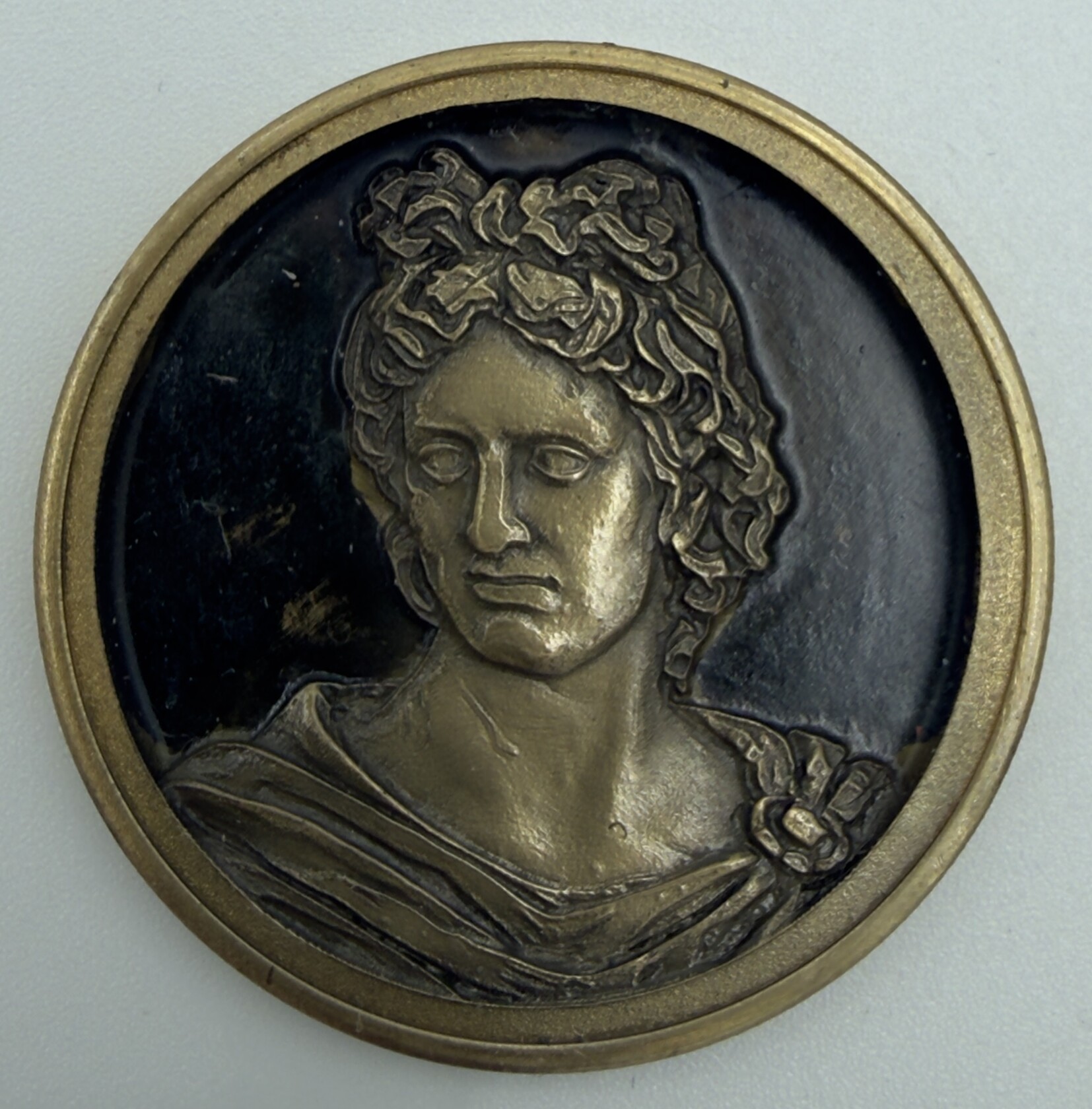 Apollo Talisman - Engraved and Aged brass coin - Pentagram