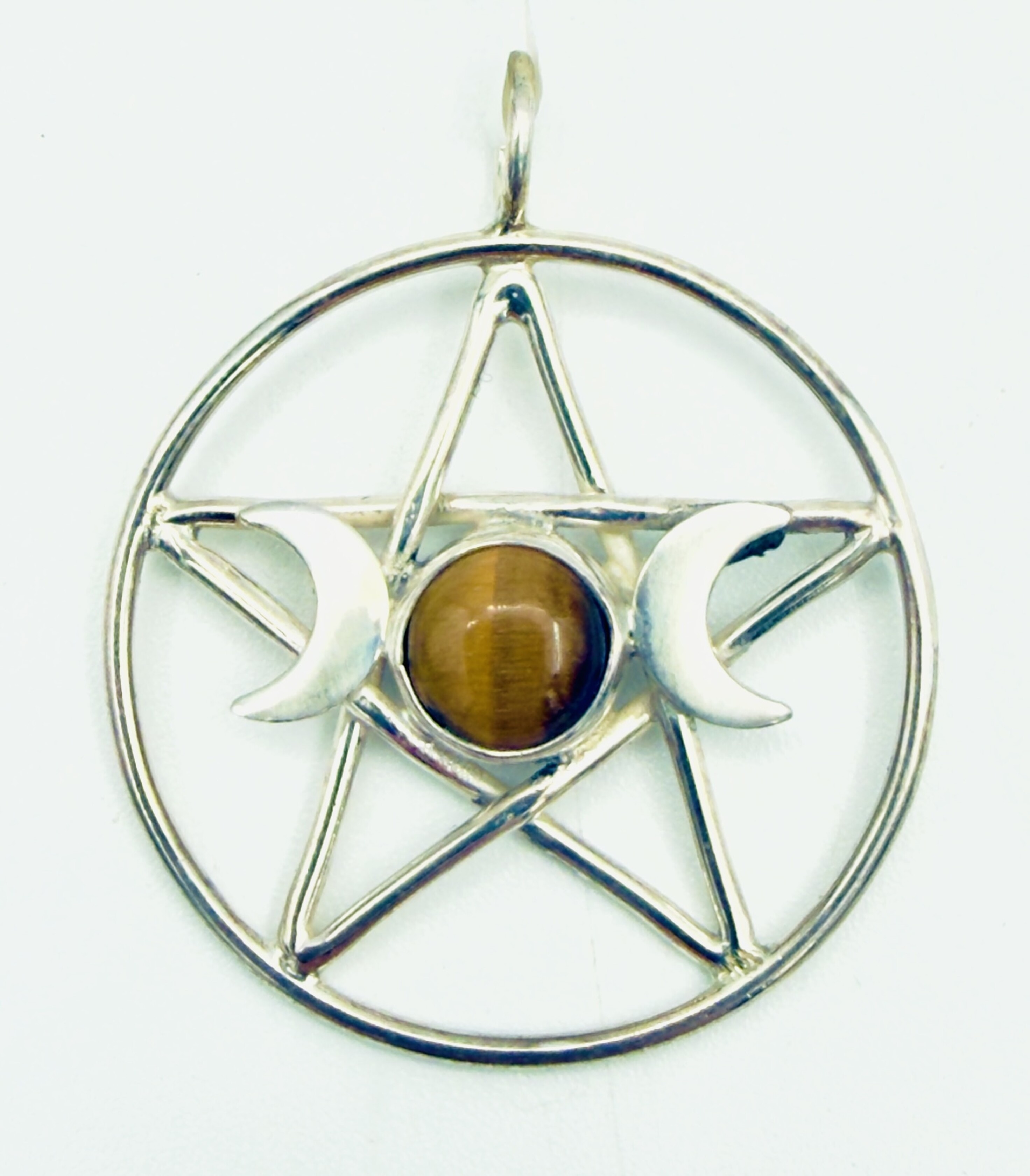 Large Magi Crafts Triple Goddess Pentacle with Tiger Eye - Pentagram