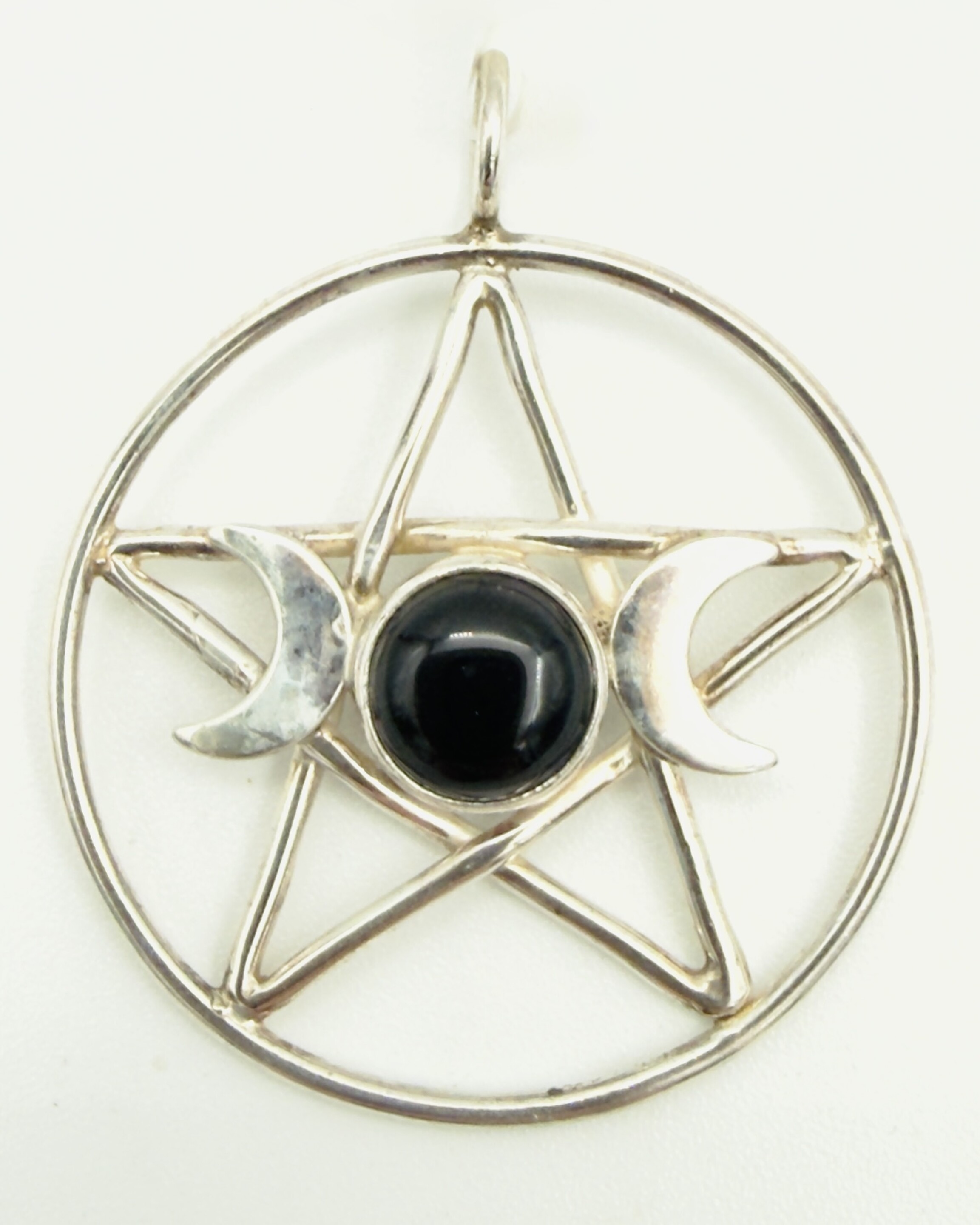 Large Magi Crafts Triple Goddess Pentacle with Onyx - Pentagram