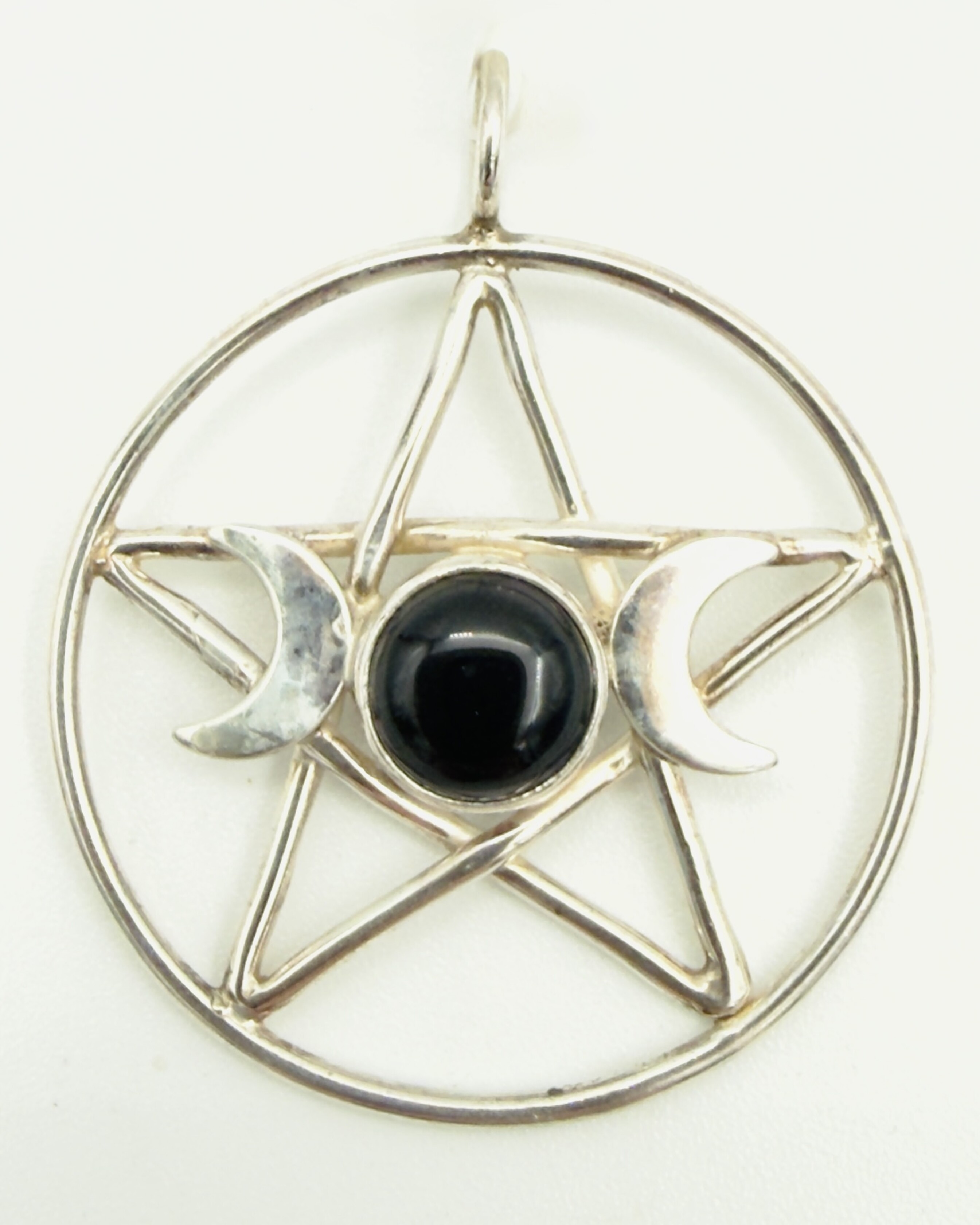 Large Magi Crafts Triple Goddess Pentacle with Onyx - Pentagram