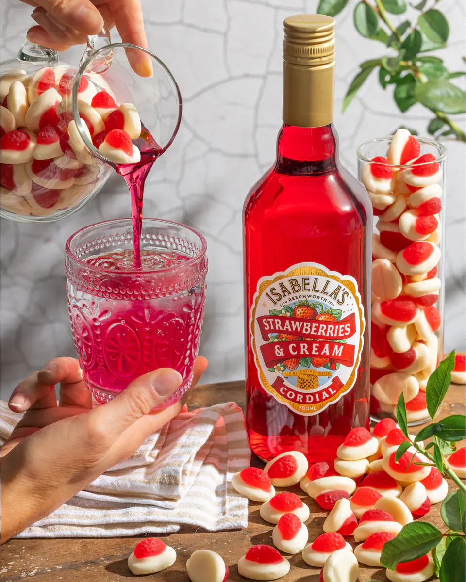Strawberries & Cream Isabella's Cordial 700ml Billson's - Rubies and Rust